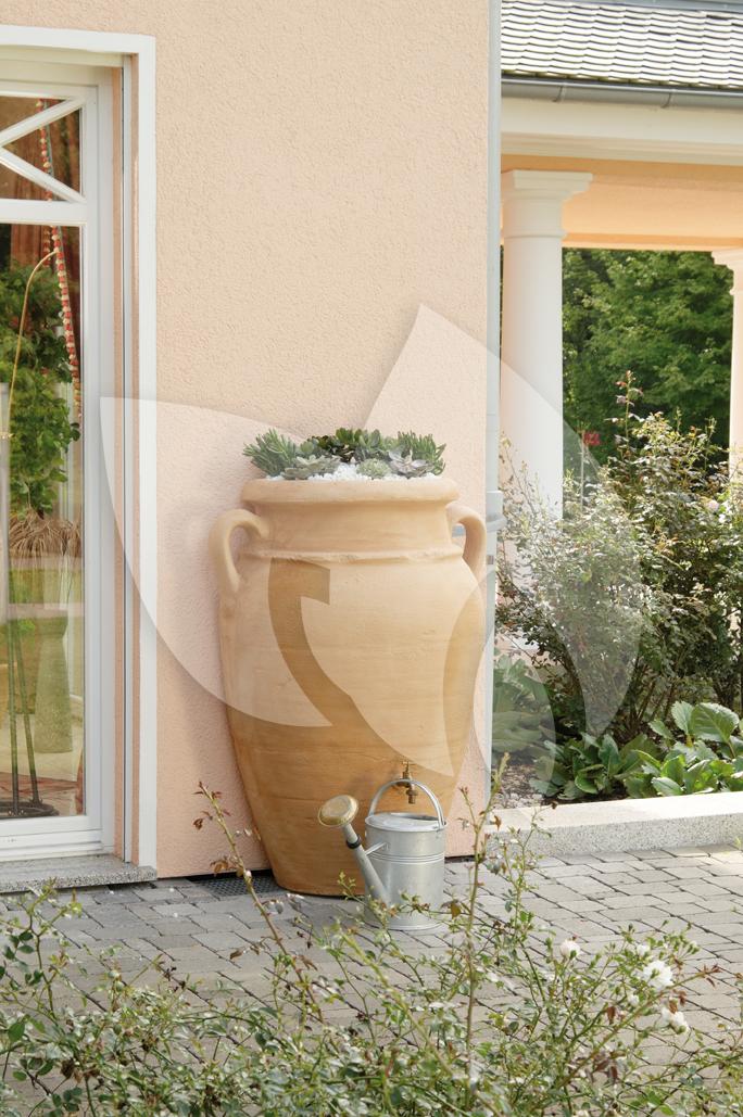 Express Amphore regenton met plantenbak zand 600 liter | Tuinexpress.be
